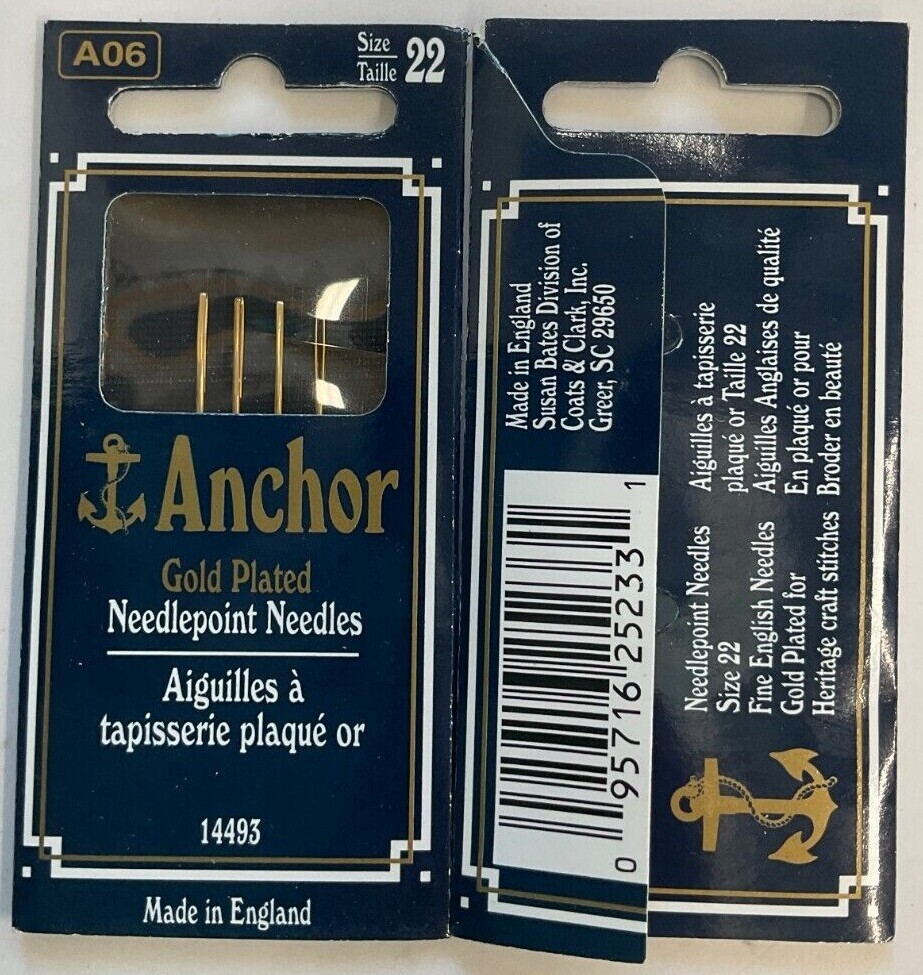 ANCHOR #A06 GOLD PLATED NEEDLEPOINT NEEDLES, SIZE 22--- 3 PACKS | eBay