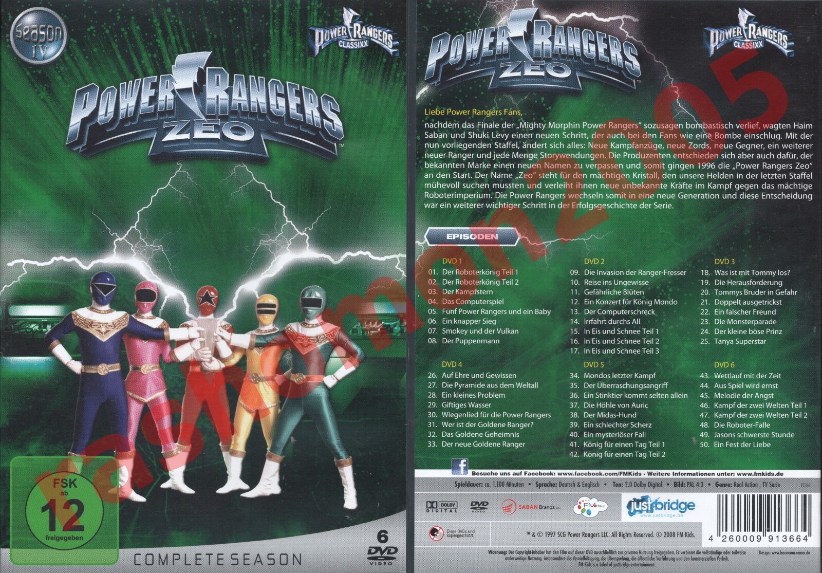 DVD R2 POWER RANGERS SEASON 4 ZEO ZEORANGERS TV SERIES 50 EPISODES ...