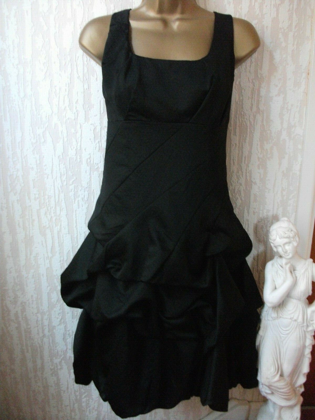 MONSOON CARMEL BLACK HITCHED BUBBLE HEM DRESS SIZE 12… - Gem