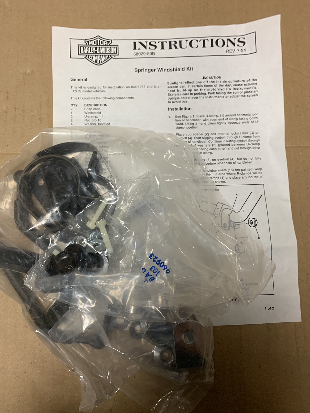 Harley Davidson Springer Sport Windshield 58029-89B | eBay