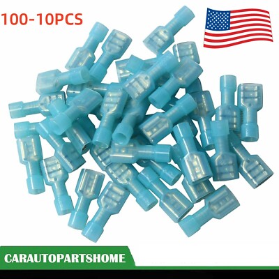 10-200X 1/4" Fully Insulate Female Electrical Spade Crimp Terminals ...