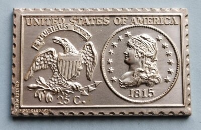 United States US 1815 Liberty Cap Quarter Dollar Numistamp Medal 1974 ...