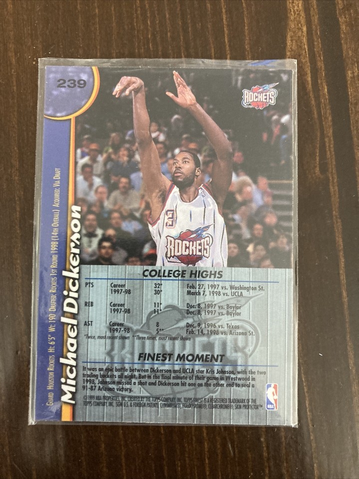 1998-99 Finest Houston Rockets Basketball Card #239 Michael Dickerson ...