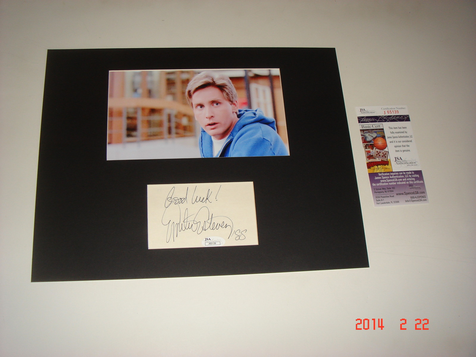 Emilio Estevez Signed Autograph Page From 1988 Matted 11x14 JSA Cert ...