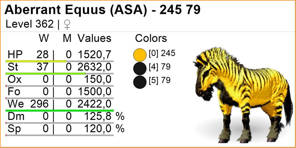 Aberrant Equus 362 LEVEL TOP STATS Clone Ark Survival Ascended Official ...