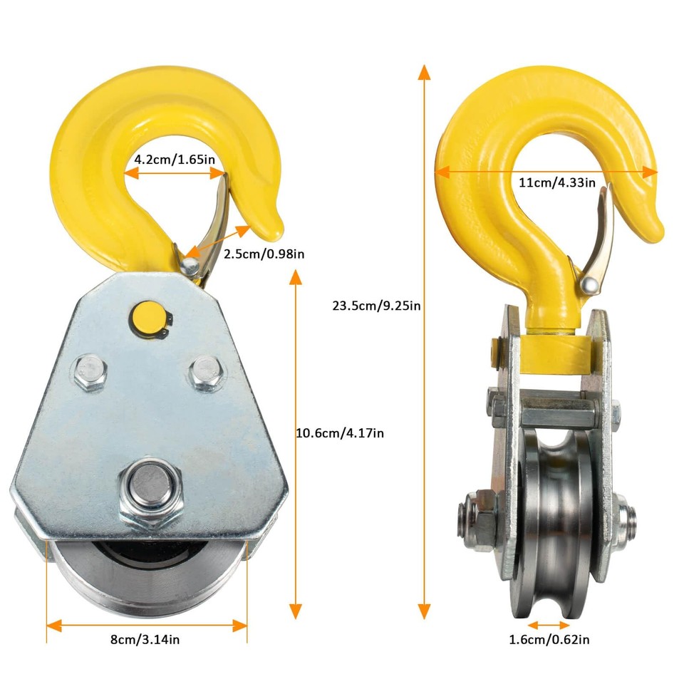 SHINICO 2Ton Pulley Hook Heavy Duty Pulley Lifting Block Hoist with ...