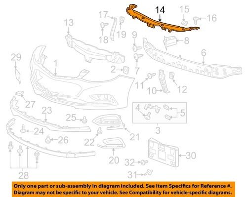 GM OEM 16-19 Cruze Front Bumper Grille Bumper Components-Upper Support ...