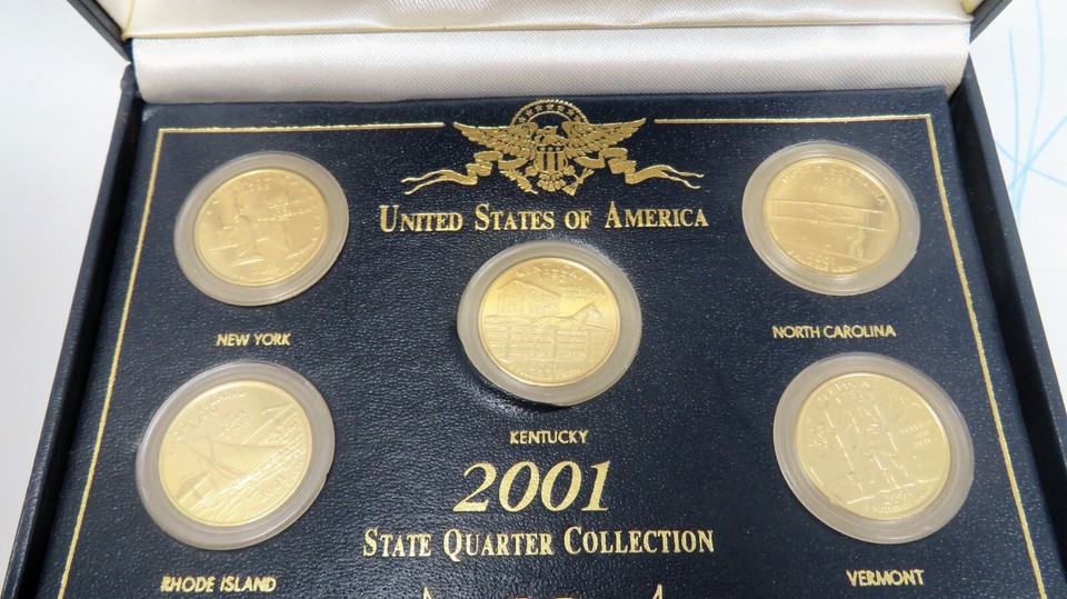 2001 US Statehood Quarters GOLD PLATED ** 5-Coin Set ** Lot#2723 | eBay