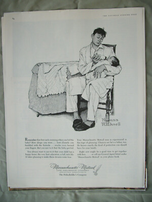 1957 VTG Orig Magazine Ad Mass Mutual Ins ROCKWELL Art Remembering ...