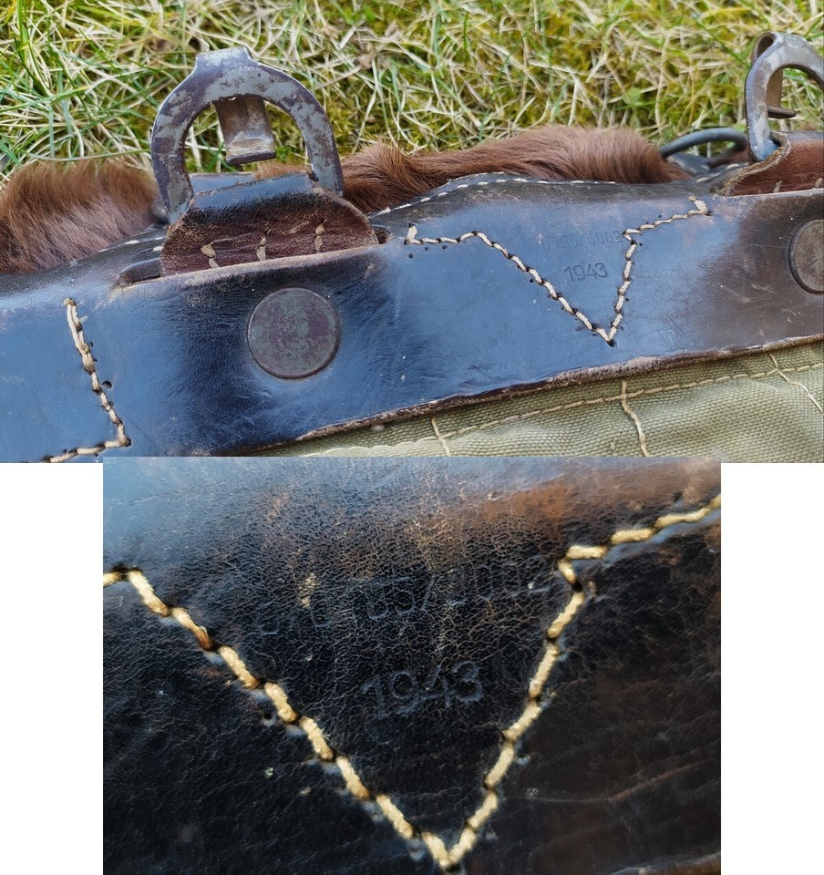 RARE blue-white German WW2 M39 "Pony fur" backpack Wehrmacht Tornister ...