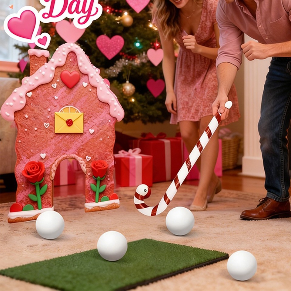 Compact Indoor For Mini Golf Game Set with Cane Clubs for Fun Family ...