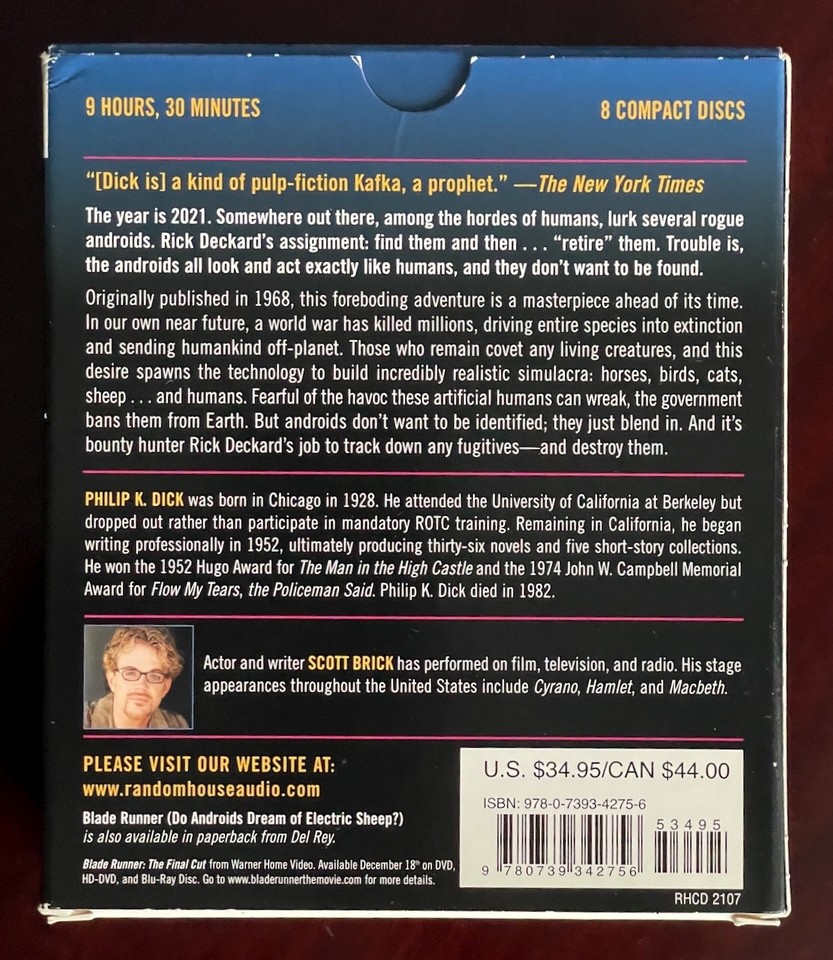 Do Androids Dream of Electric Sheep? Philip K. Dick Unabridged CD ...