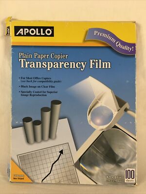 Apollo Transparency Film Plain Paper Copier Partial Box 85-90 Sheets 8 ...