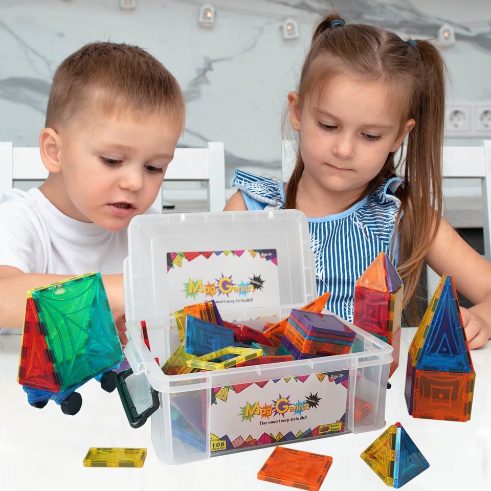 Magnet Tiles Mag-Genius Magna Award Winning Building Magnetic toy 108 ...
