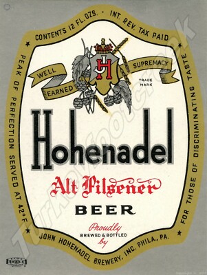 Hohenadel Alt Pilsener Beer Label 9" x 12" Metal Sign | eBay