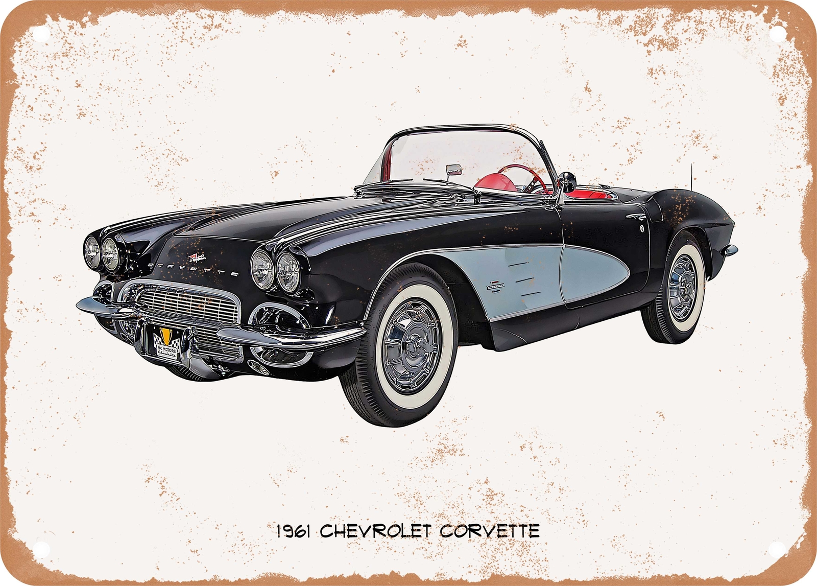 Classic Car Art - 1961 Chevrolet Corvette Oil Painting - Rusty Look ...