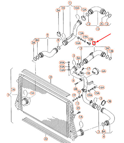 NEW AUDI A3 8P CHARGE AIR COOLER FEED PRESSURE TURBO PIPE 3C0145828K ...