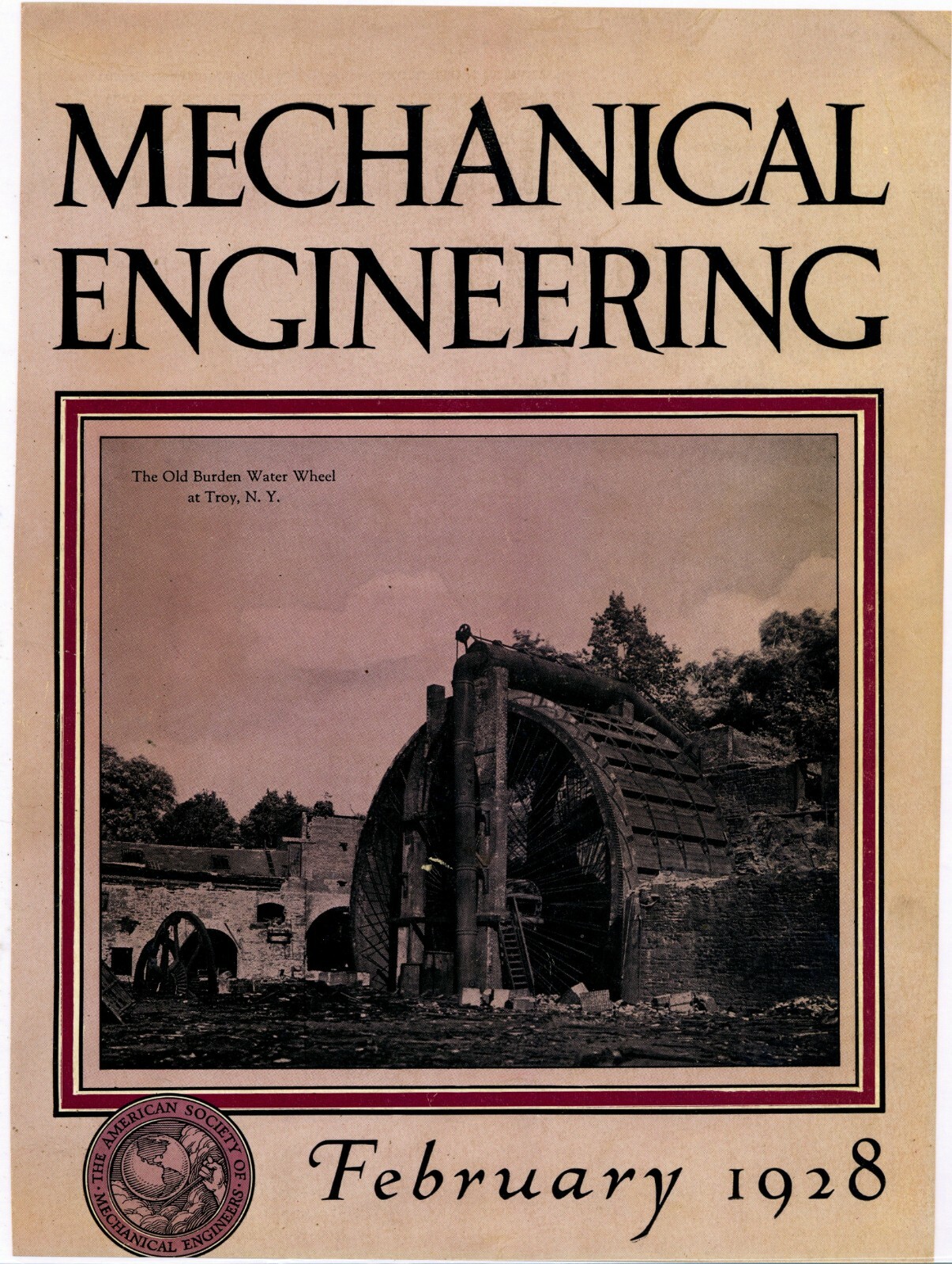 1928 Mechanical Engineering COVER ONLY: Old Burden Water Wheel Troy New ...