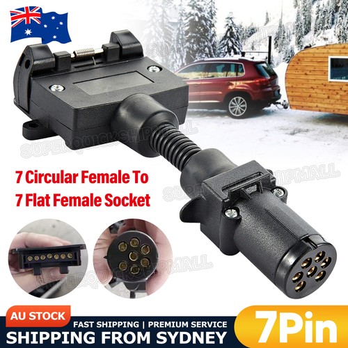 7 Pin Small Round to 7 Pin Flat Trailer Connector Adaptor Plug ARK ...