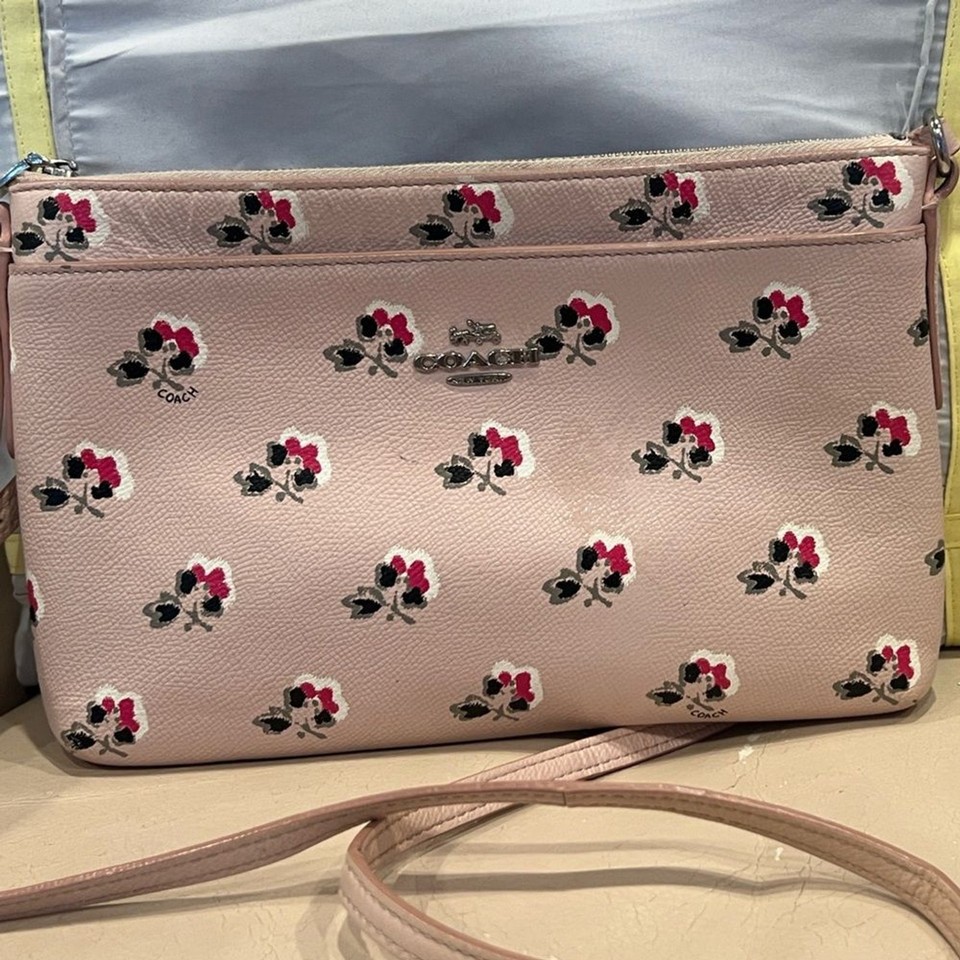 COACH Floral Print Crossgrain Journal Crossbody Purse Pink Multi | eBay