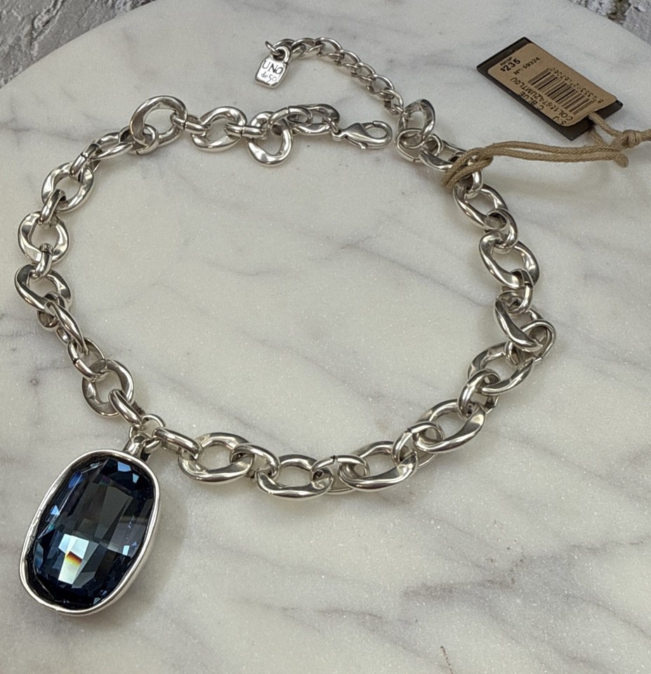 NWT UNO DE 50 SILVERTONE BLUE SWAROVSKI CRYSTAL LIGHT IT UP 16 ...