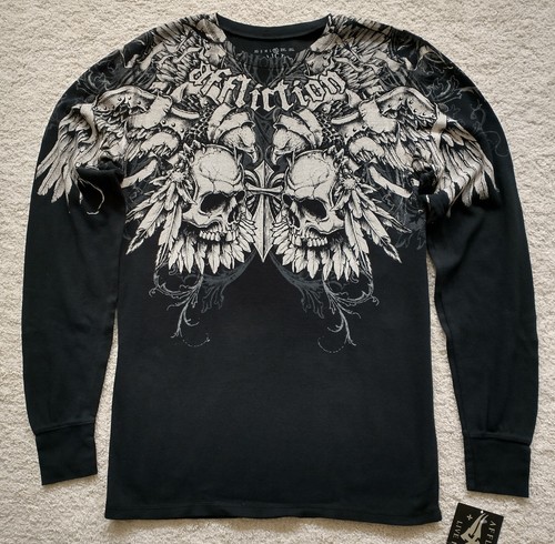 Affliction Thermal "LEGEND" NWT L 3XL Skulls Wings Long Sleeve Shirt ...