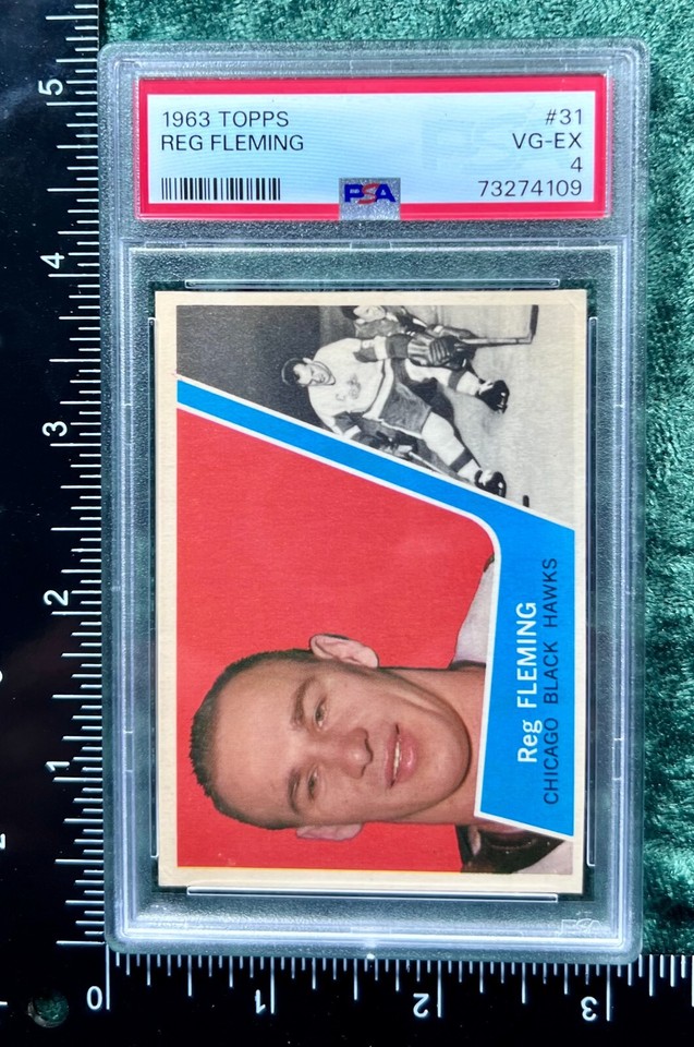Reg Fleming 1963-64 Topps hockey card with Gordie Howe, #31, PSA VG-EX ...