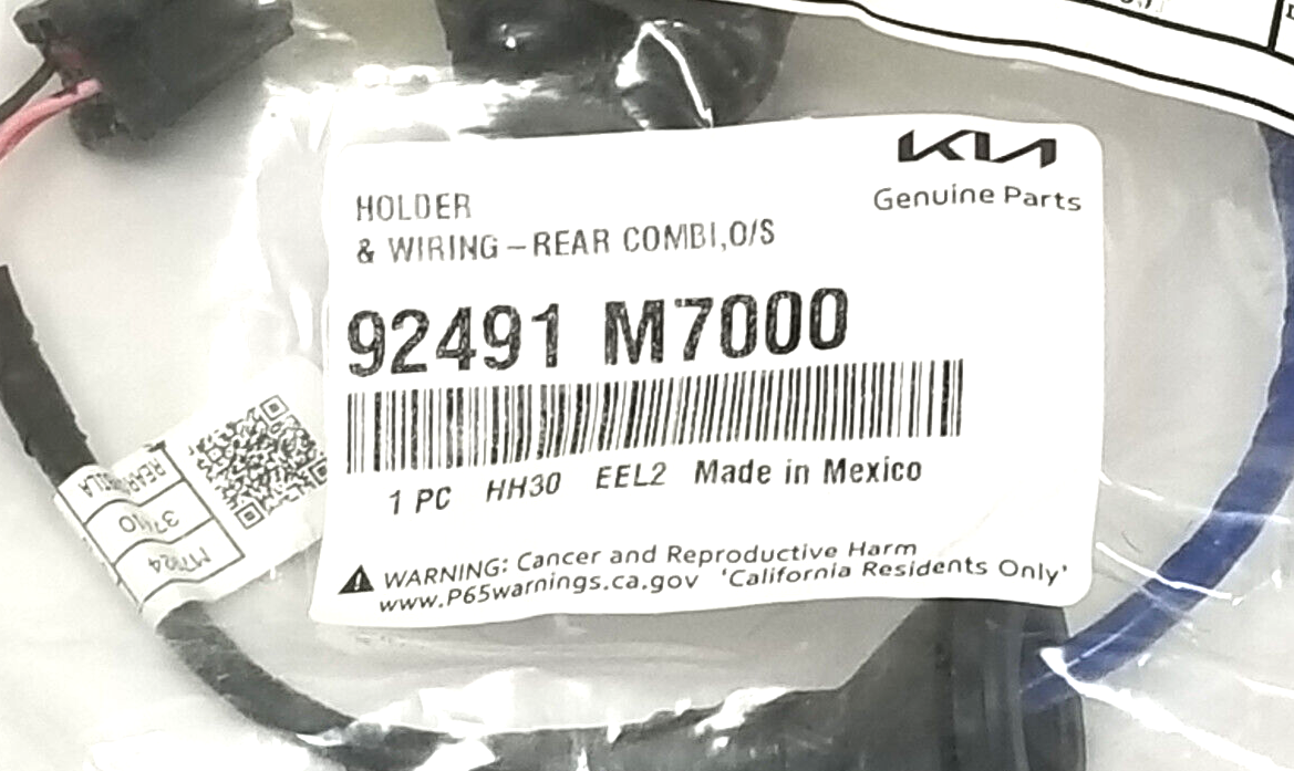 2019-2023 Kia Forte Outer Tail Lamp Wiring Harness LH or RH 92491-M7000 ...