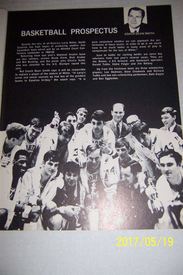 1968 NORTH CAROLINA Tar Heels FOOTBALL Yearbook GAYLE BOMAR Dean SMITH ...