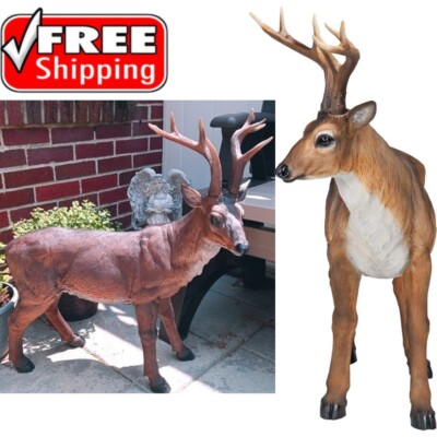 Deer Statue Outdoor Large Garden Lawn Decor Wild Animals Realistic ...