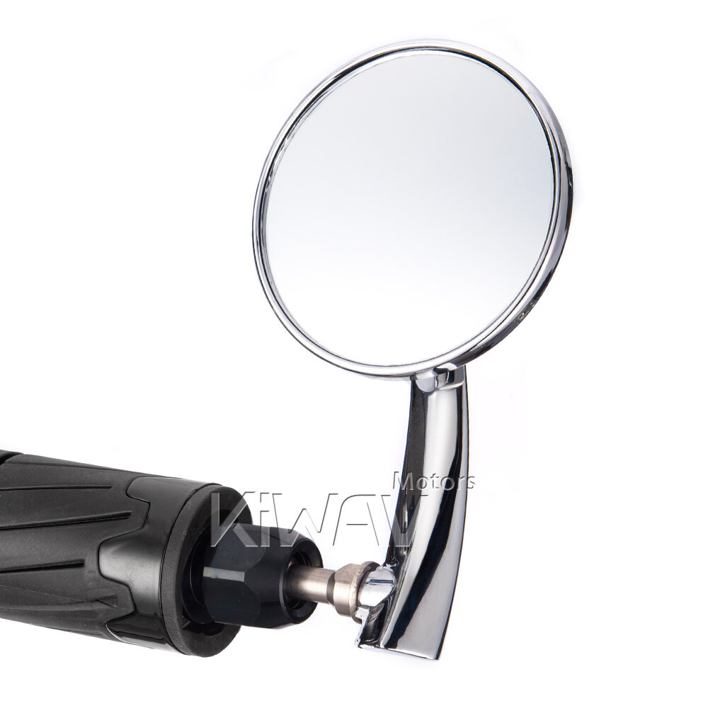 KiWAV Chrome Adjustable 7/8" Bar End Rear View Side Mirrors Pair for ...