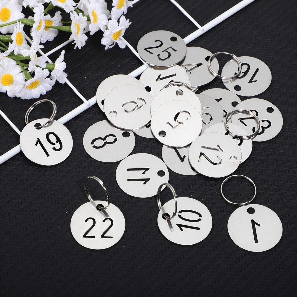 25pcs Number Tags Numbered Keychains Numbered Labels with Rings for ...