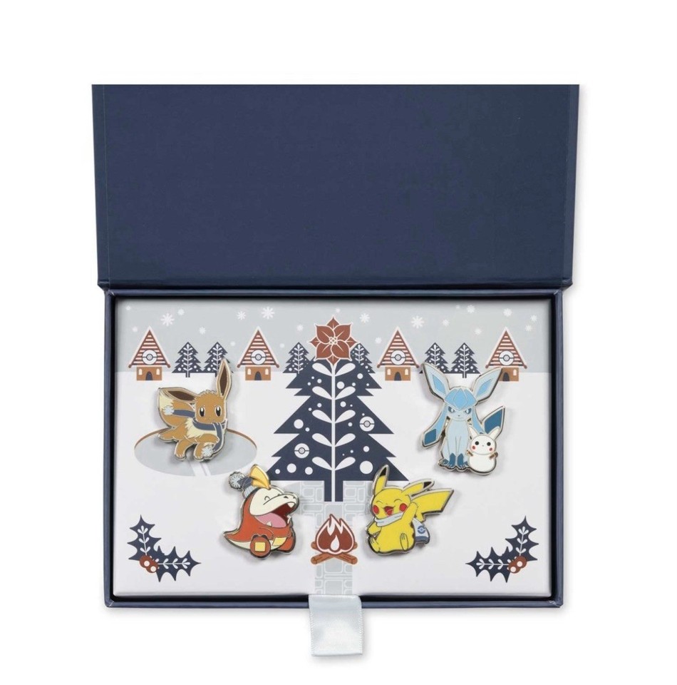 New Pikachu Fuecoco Eevee Glaceon 4 Enamel Pins Badges Christmas ...