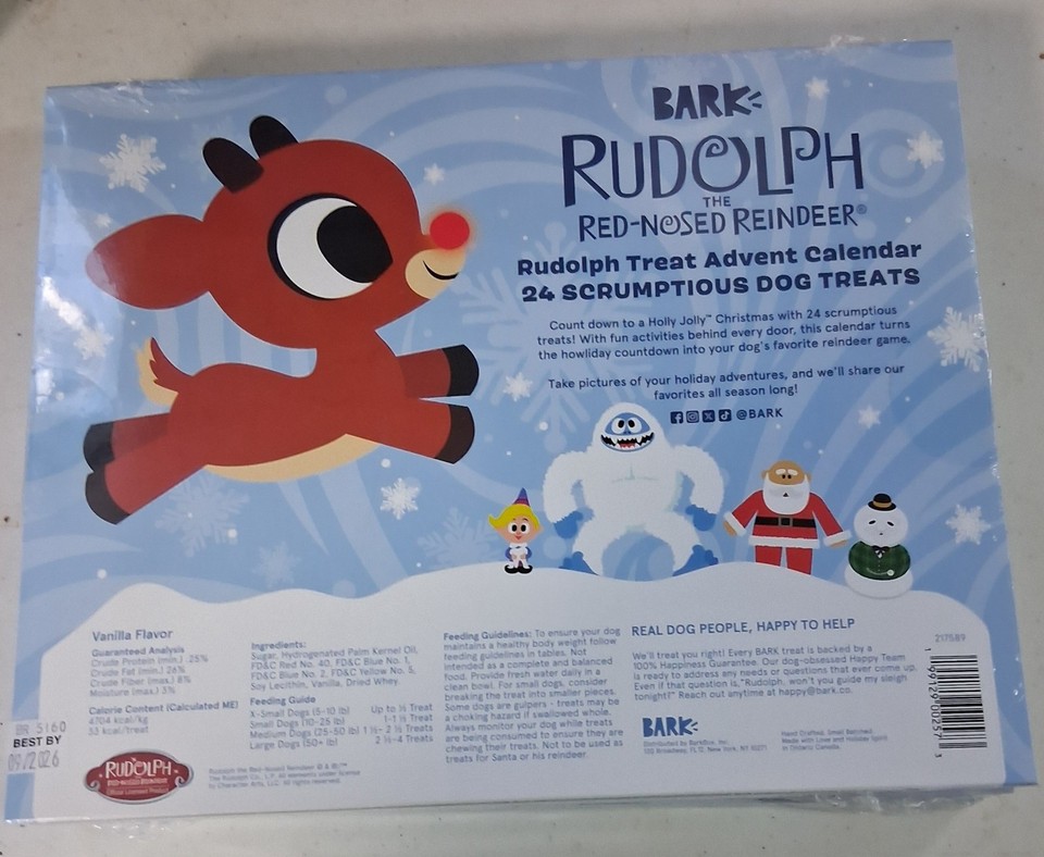BARK BOX SMALL DOG ADVENT CALENDAR RUDOLPH RED NOSE REINDEER GIFT BOX ...
