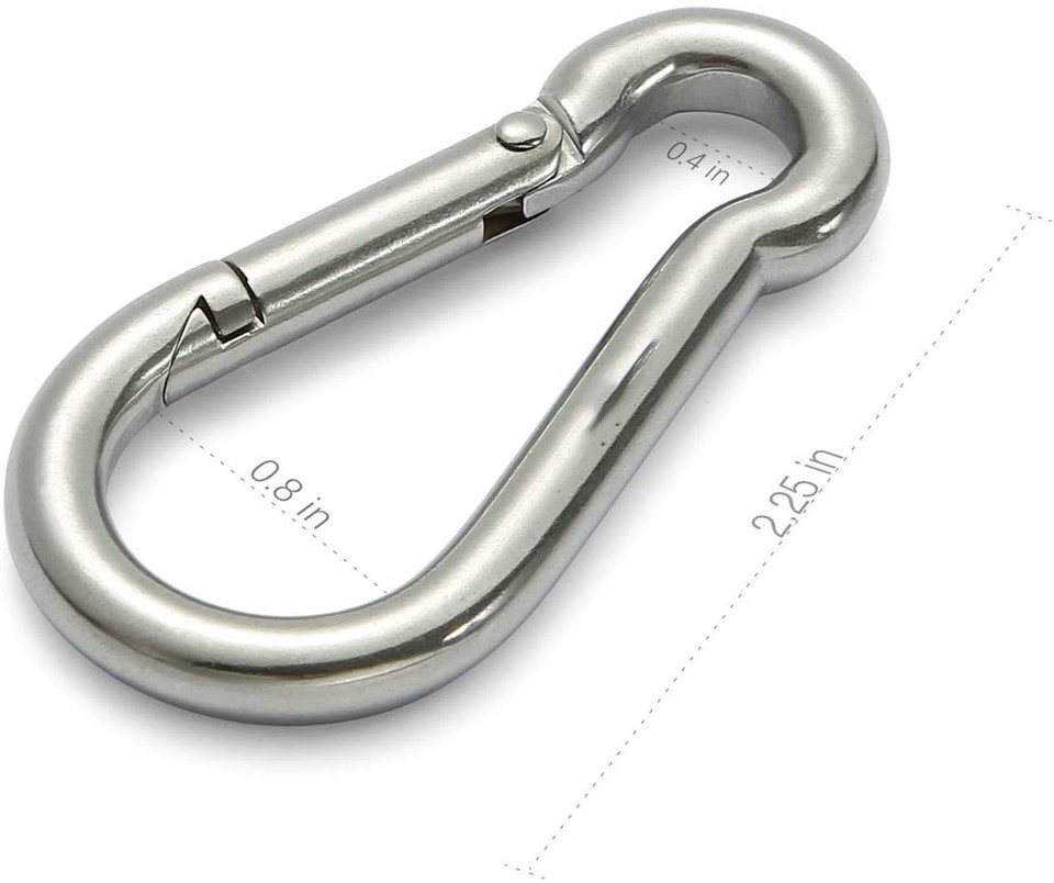 Stainless Steel Marine Grade Carabiner Clip Snap Hook Spring Karabiner ...