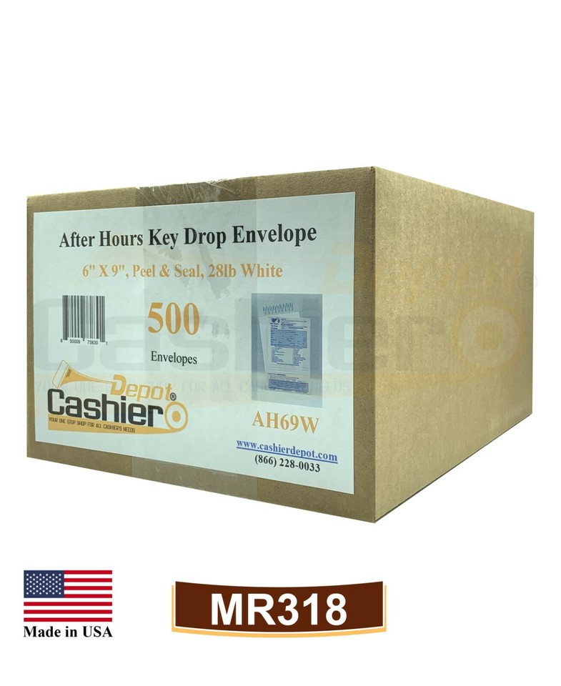 After Hours/Night Key Drop Envelope, 6" x 9", Peel & Seal, 28LB White ...