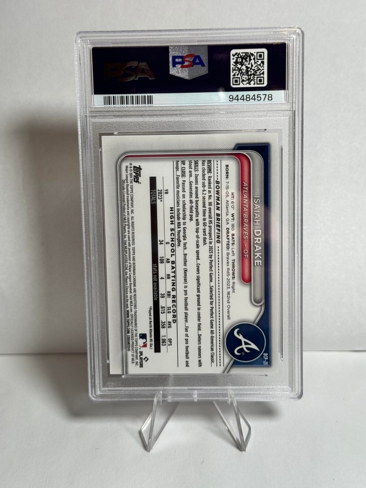 2024 Bowman Sapphire Chrome #21 Isaiah Drake 1st Red Refractor #'d 1/5 ...