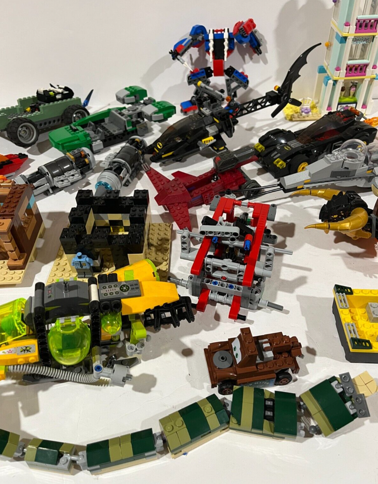lego incomplete set lot batmobile, helicopter, vehicles, boat, no ...