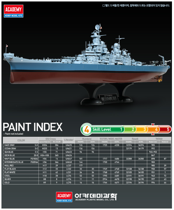 1/400 USS MISSOURI BB-63 US Battle Ship Plastic Hobby Model kit #14401 ...