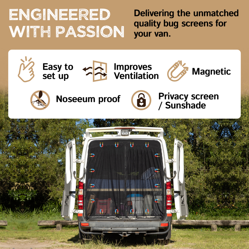 Magnetic Fly Screen for Standard Roof Camper Van Bug Mesh Mosquito Net ...