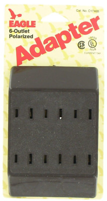 1 Pc Eagle C1746B 15AMP 125V 6 Outlet Polarized Grounding Adapter New ...