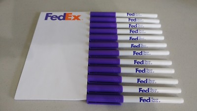 FEDEX MARKER BLACK LOT OF 12 MEDIUM TIP, PLUS 1 FEDEX NOTE PAD 4X7 50 ...