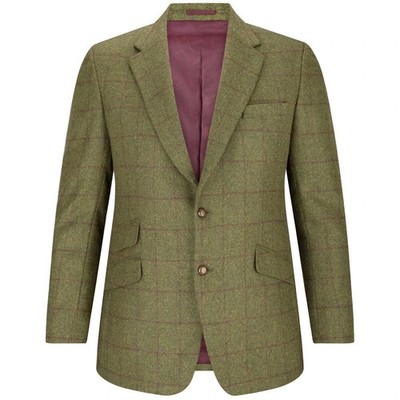 Hoggs of Fife Men's Tummel Tweed Sports Jacket Olive/Wine EL200 | eBay UK