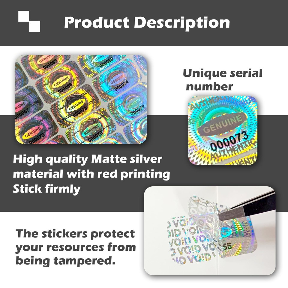 1000 pcs Hologram Tamper Proof Sticker, Tamper evident Label, Genuine ...