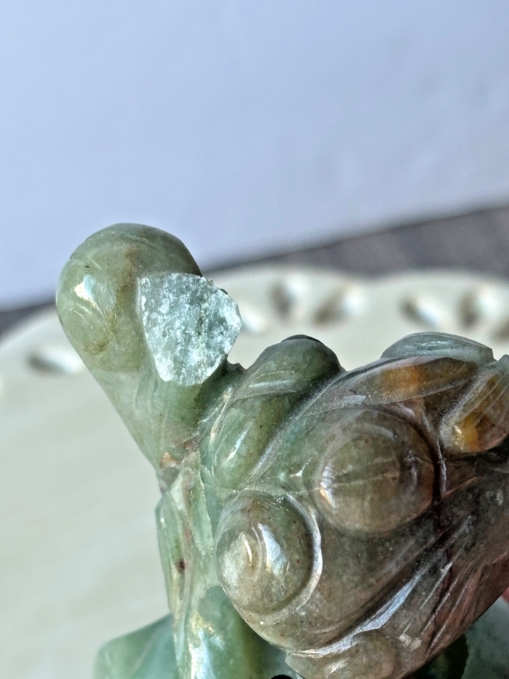 Jade Carved Dragon - Lion Censer for INCENSE works but danged leg ...