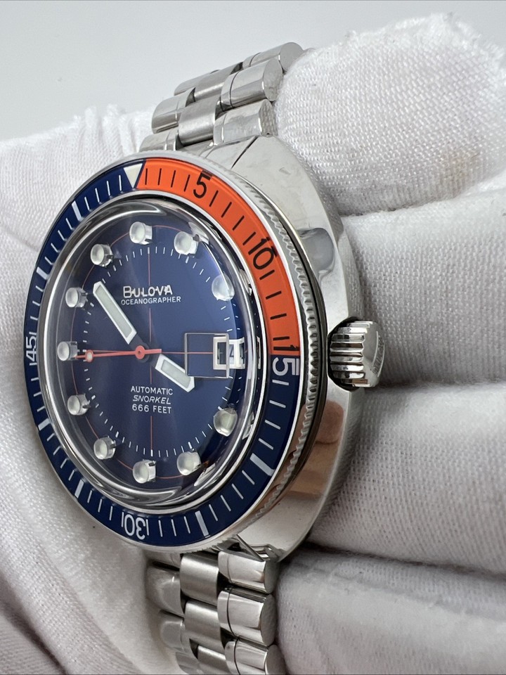Bulova Oceanographer Devil Diver 96B321 Blue Dial Blue Orange Bezel | eBay