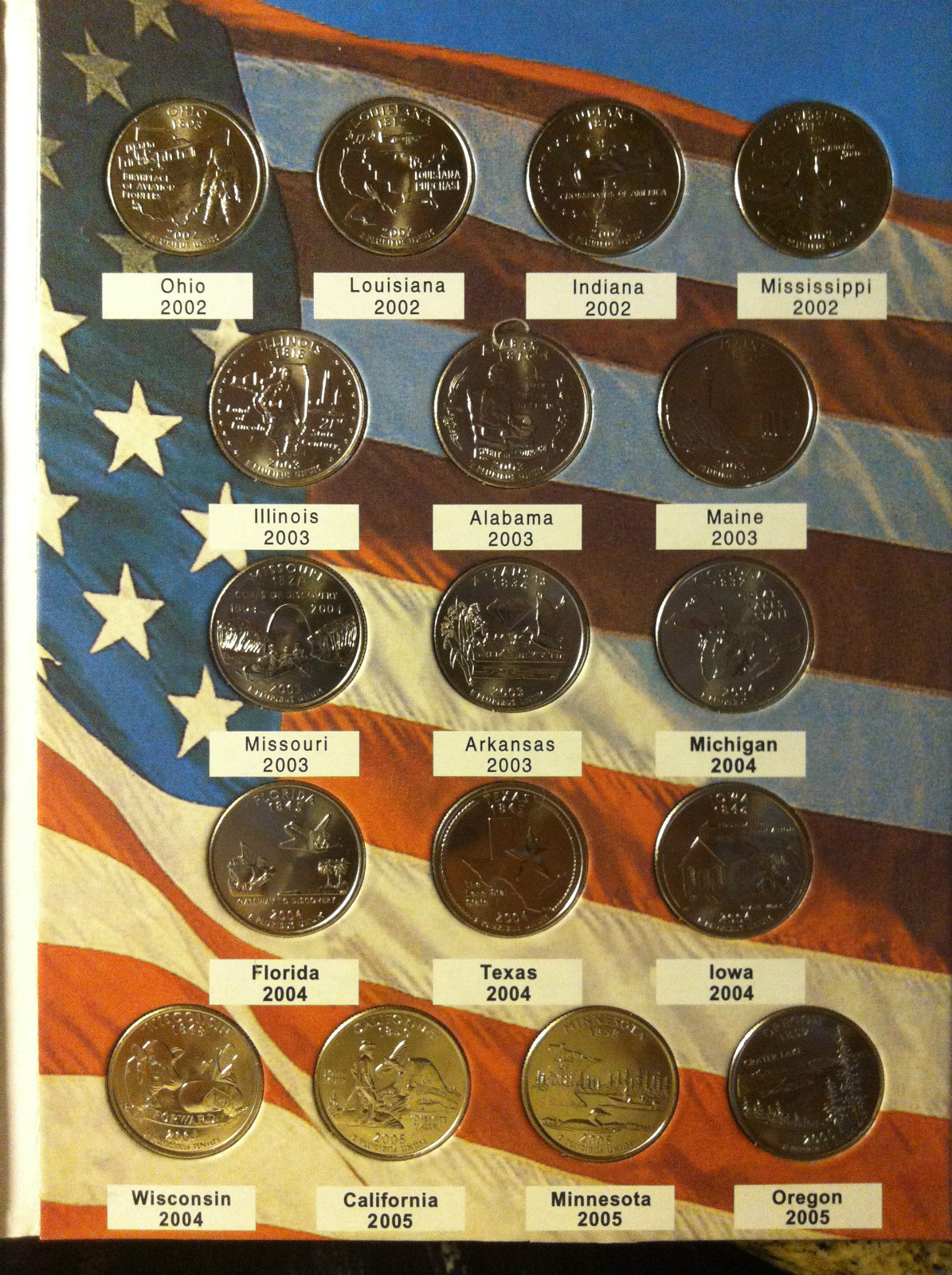 50 STATES QUARTER SET COMPLETE DE-HI DENVER MINT IN FOLDER STATEHOOD ...
