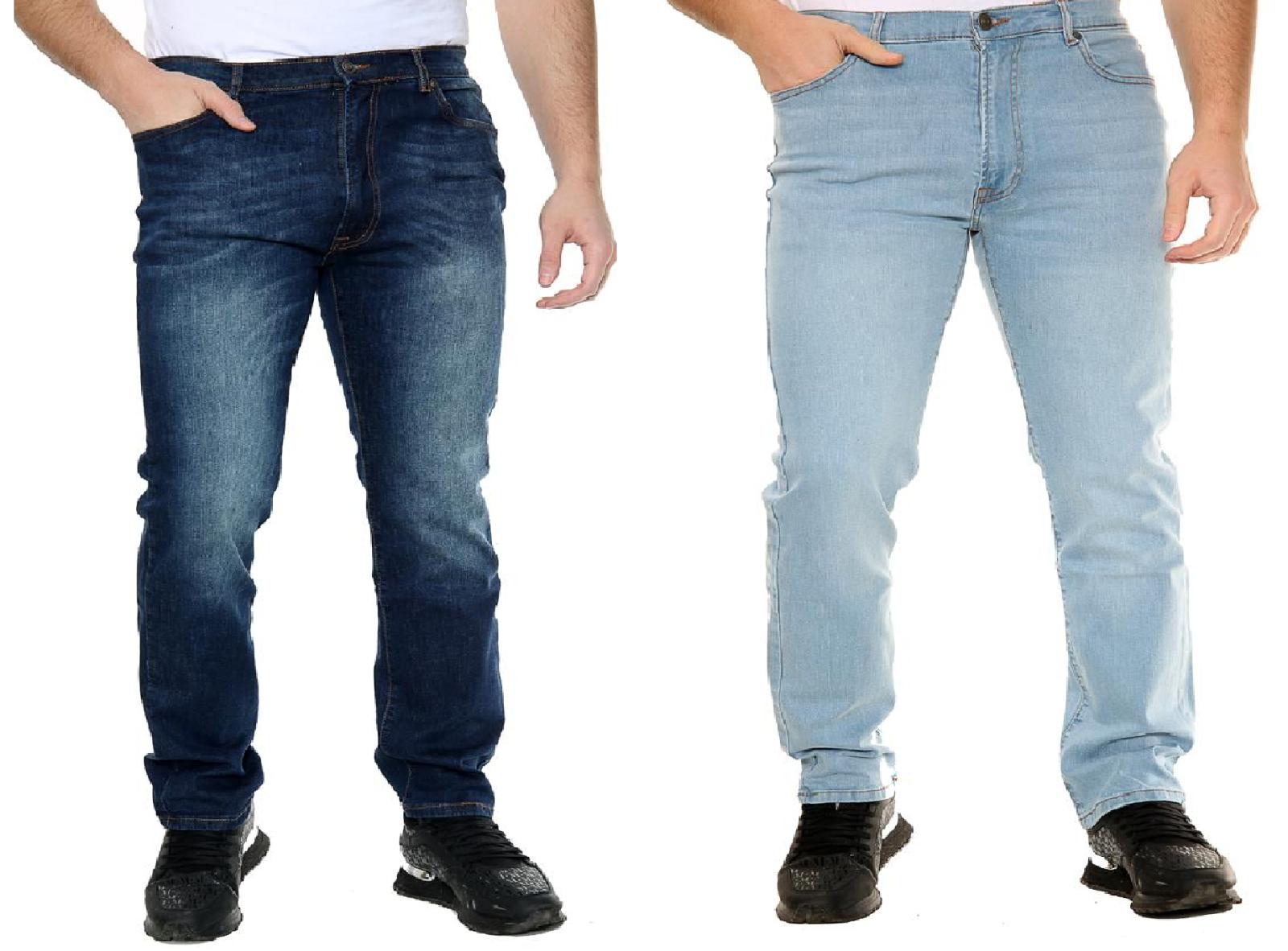 Mens Straight Leg Jeans Regular fit Men Stretch Denim Pants Sizes 28-40 ...