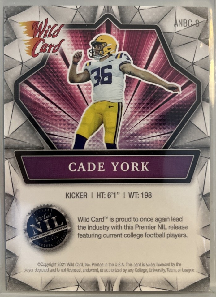 Cade York 2021 Wild Card Alumination NIL Rookie Card #ANBC-8 LSU Tigers ...