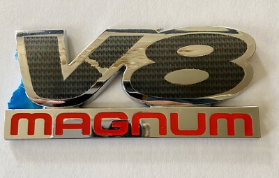 V8 MAGNUM NAMEPLATE EMBLEM OEM 55296307AB CARBON FIBER ORIGINAL MOPAR ...